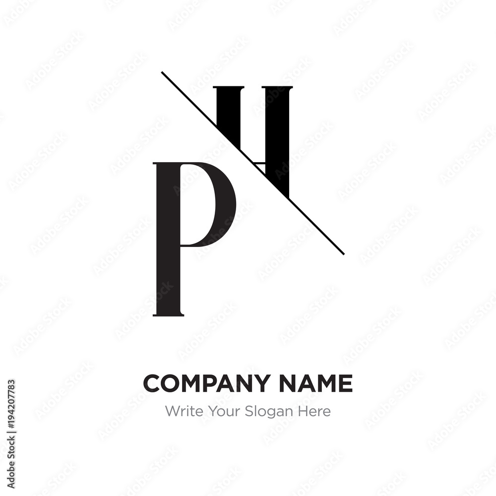 Abstract letter PH,HP logo design template, black&white Alphabet ...