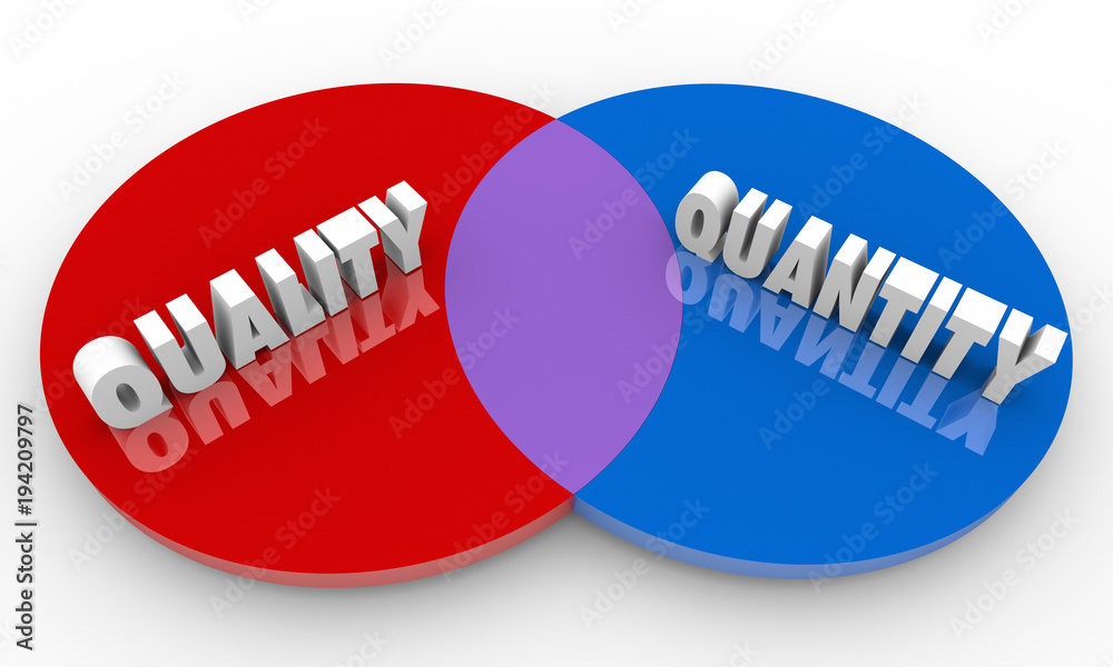 Quality Vs Quantity Compare Best Options Venn Diagram 3d Illustration ...