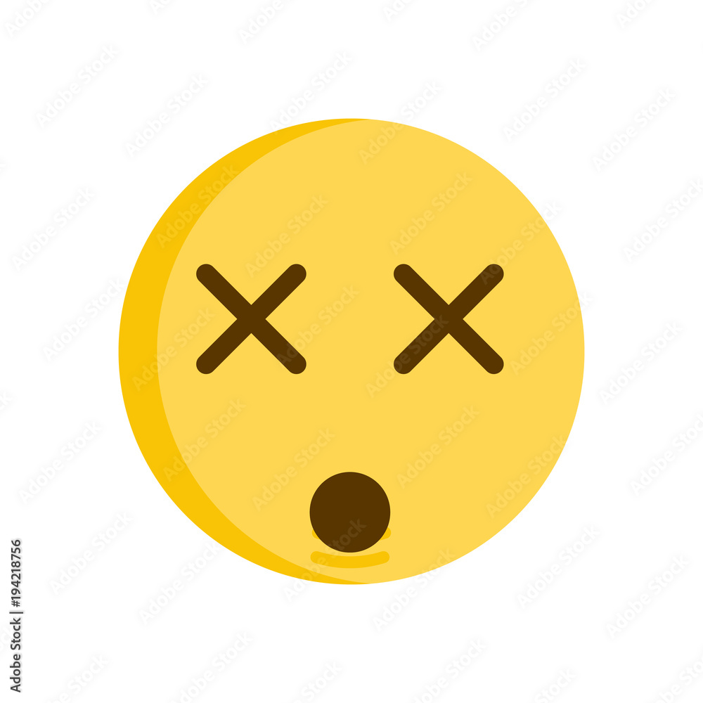 Dizzy emoticon face. Vector emoji with cross-eyed face. Smiley icon ...