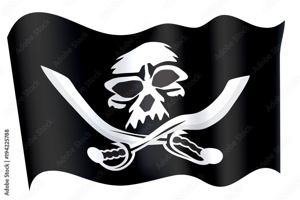 Jolly roger Pirate flag with a skull. Vector illustration. Stock Vector ...
