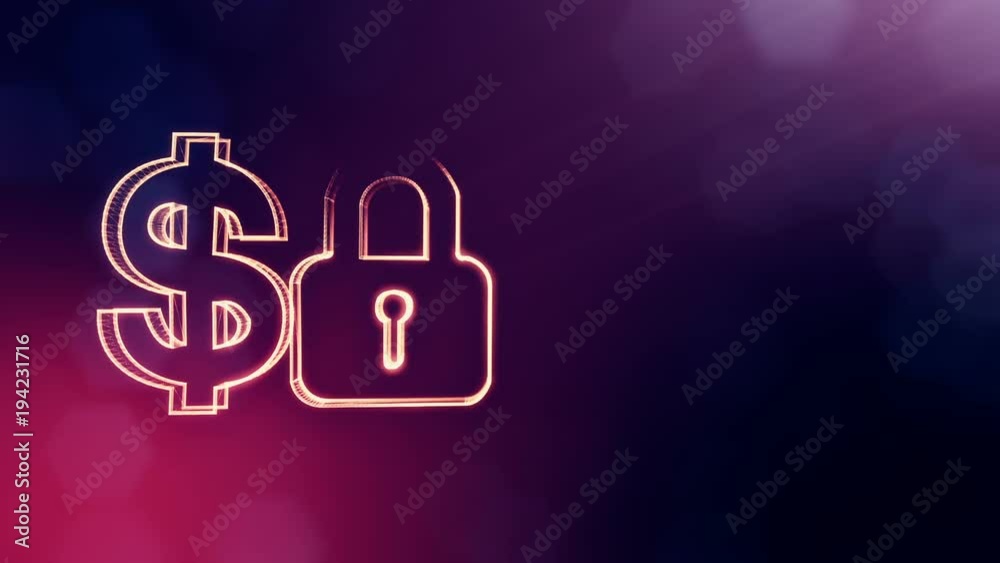 dollar sign and emblem of lock. Finance background of luminous ...