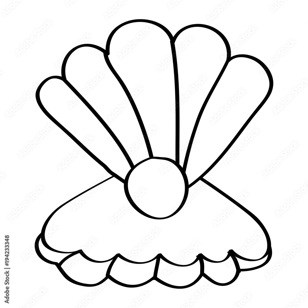 Seashell With Pearl Outline