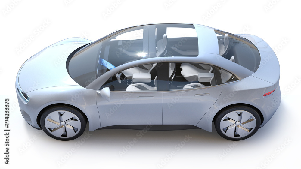 Electric car isolated on white background 3d rendering Stock ...