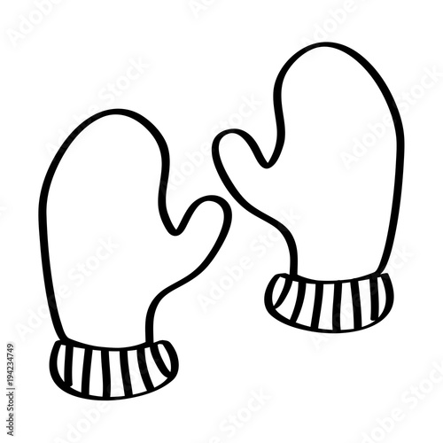 Winter Glove Clipart Black And White