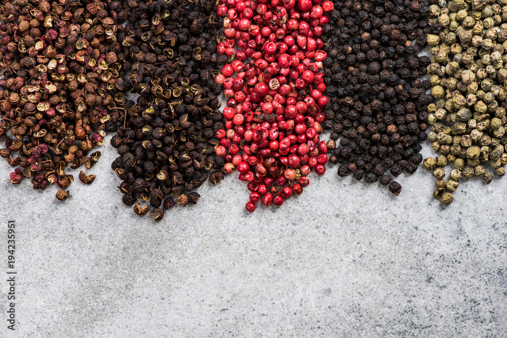 Five pepper colors and varieties header mockup Stock Photo | Adobe Stock