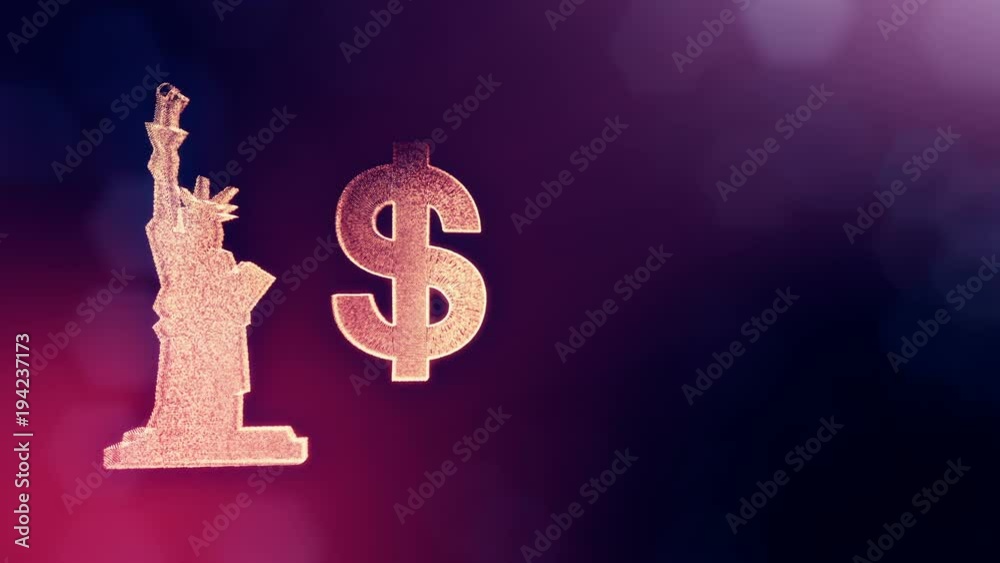Video „dollar sign and emblem of The Statue of Liberty. Finance ...