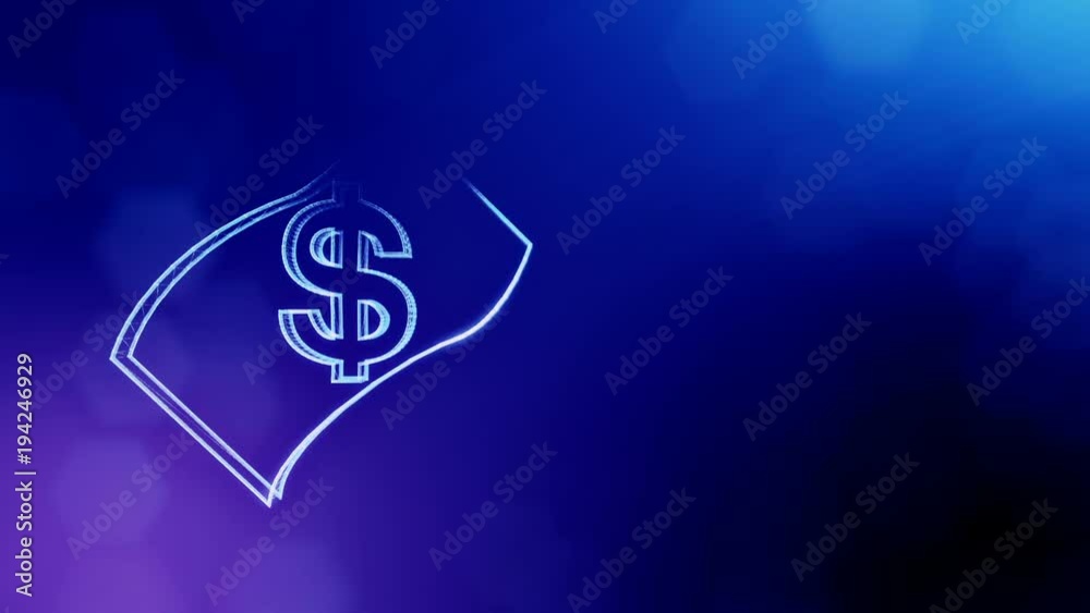dollar sign in emblem of banknote. Finance background of luminous ...