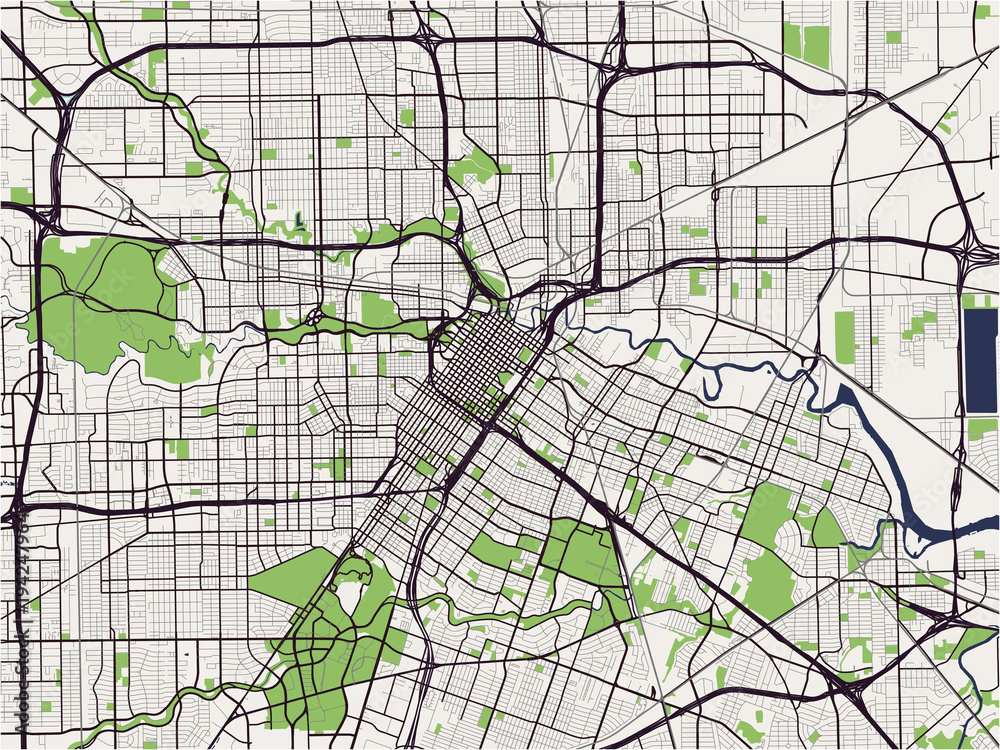 vector map of the city of Houston, U.S. state of Texas, USA Stock ...