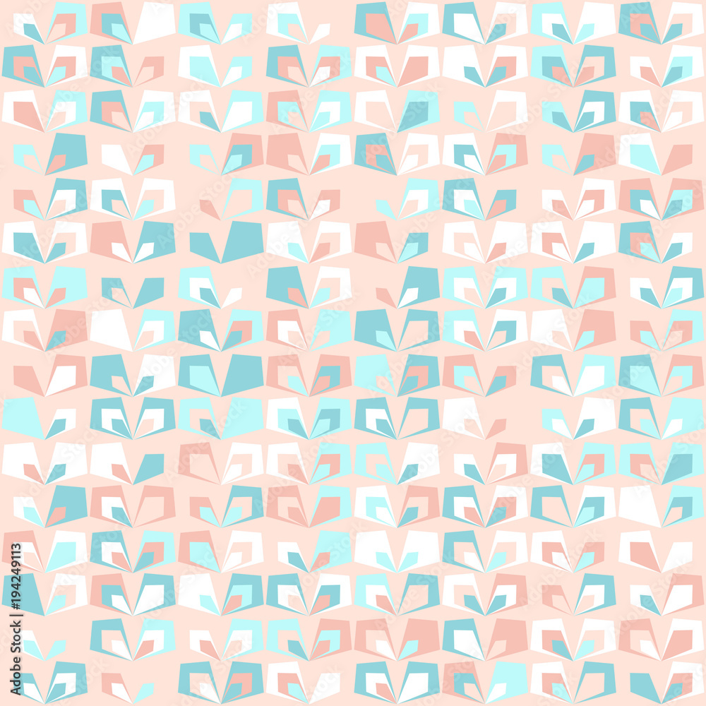 Floral mid century retro background. Pastel pink and mint colors ...