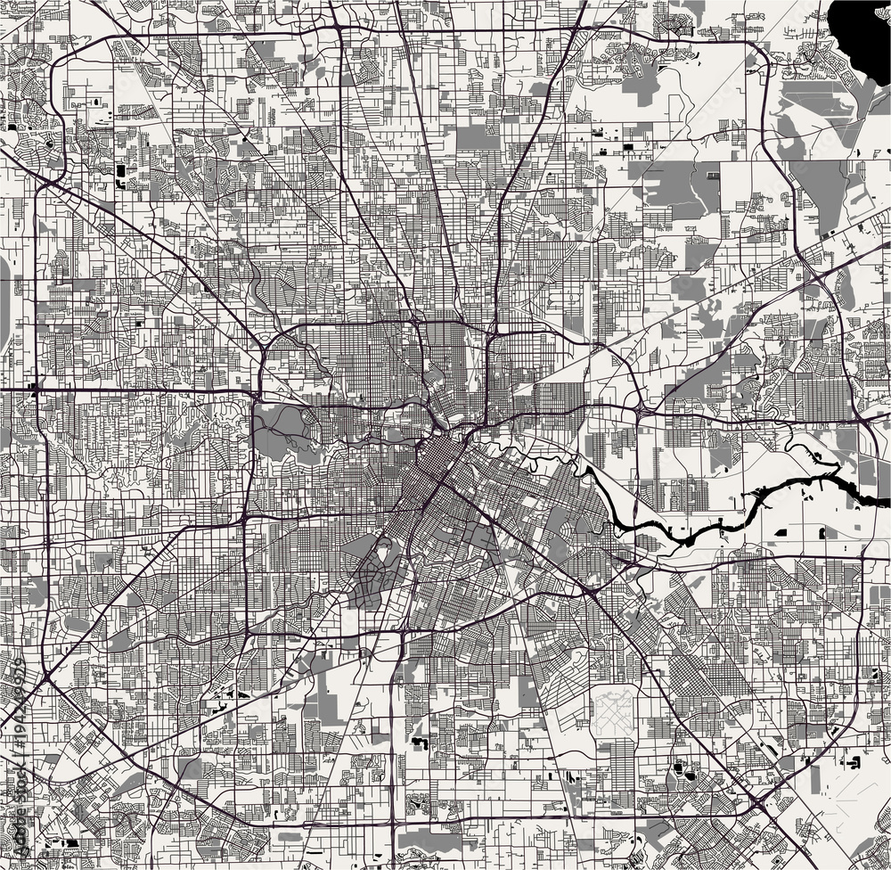 vector map of the city of Houston, U.S. state of Texas, USA Stock ...