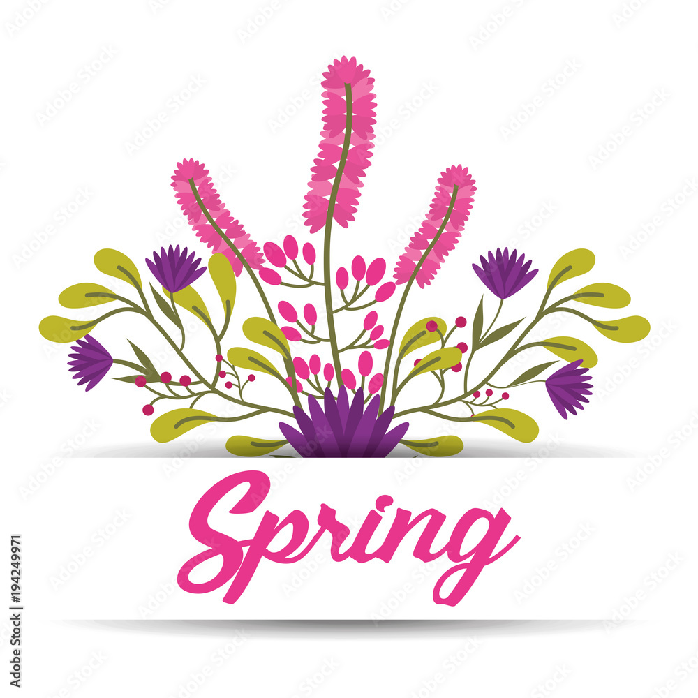 spring floral ornament lettering greeting banner decoration vector ...
