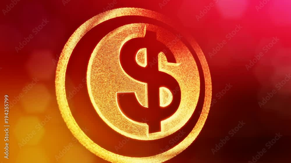 dollar sign in circles. Finance background of luminous particles. 3D ...