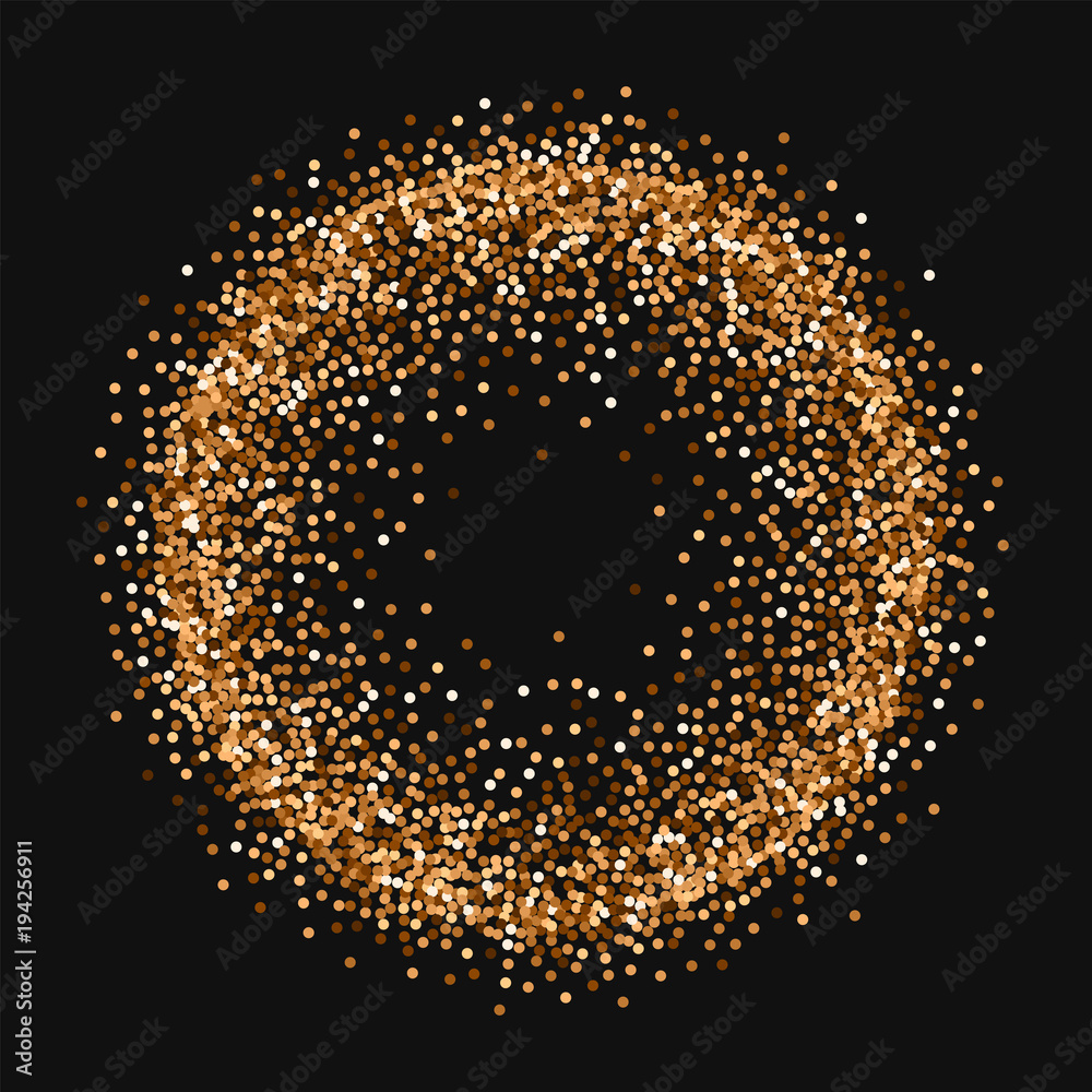 Red round gold glitter. Circle frame with red round gold glitter on ...