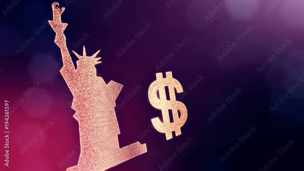 dollar sign and emblem of The Statue of Liberty. Finance background of ...