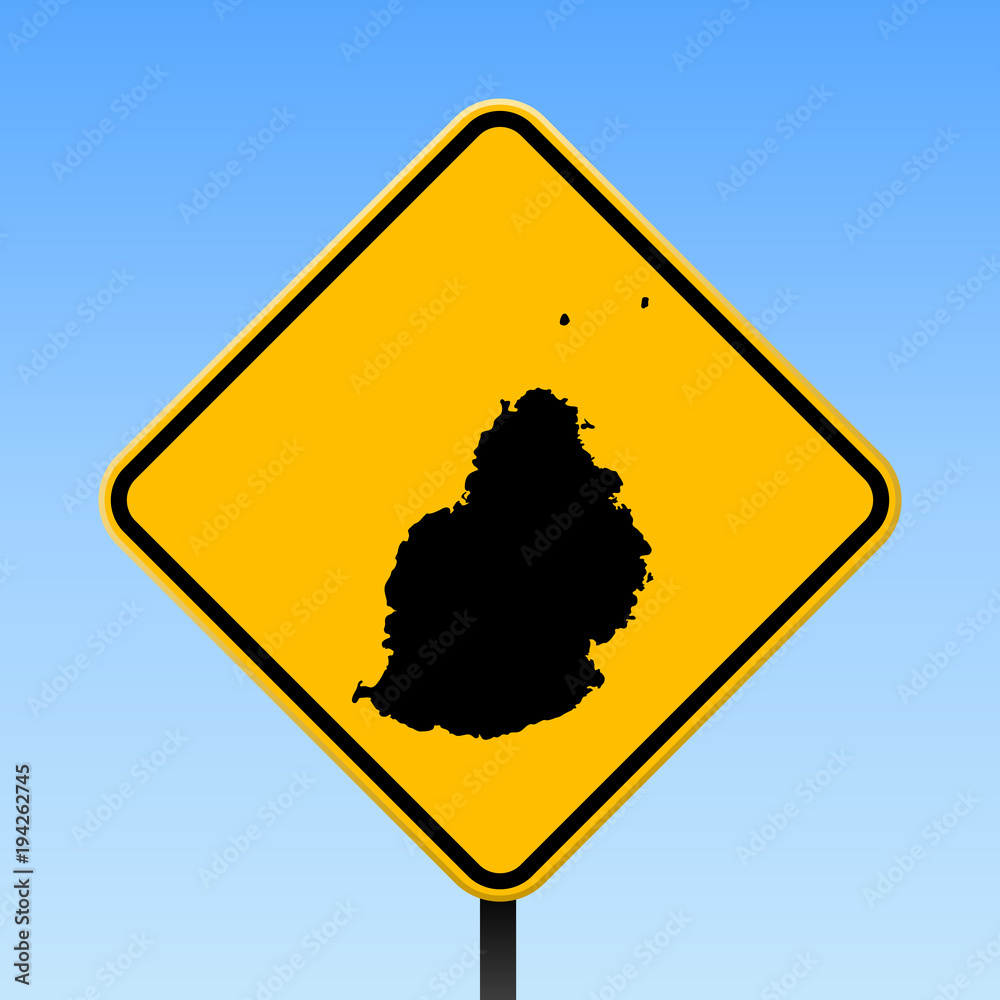 Vetor de Mauritius map on road sign. Square poster with Mauritius ...