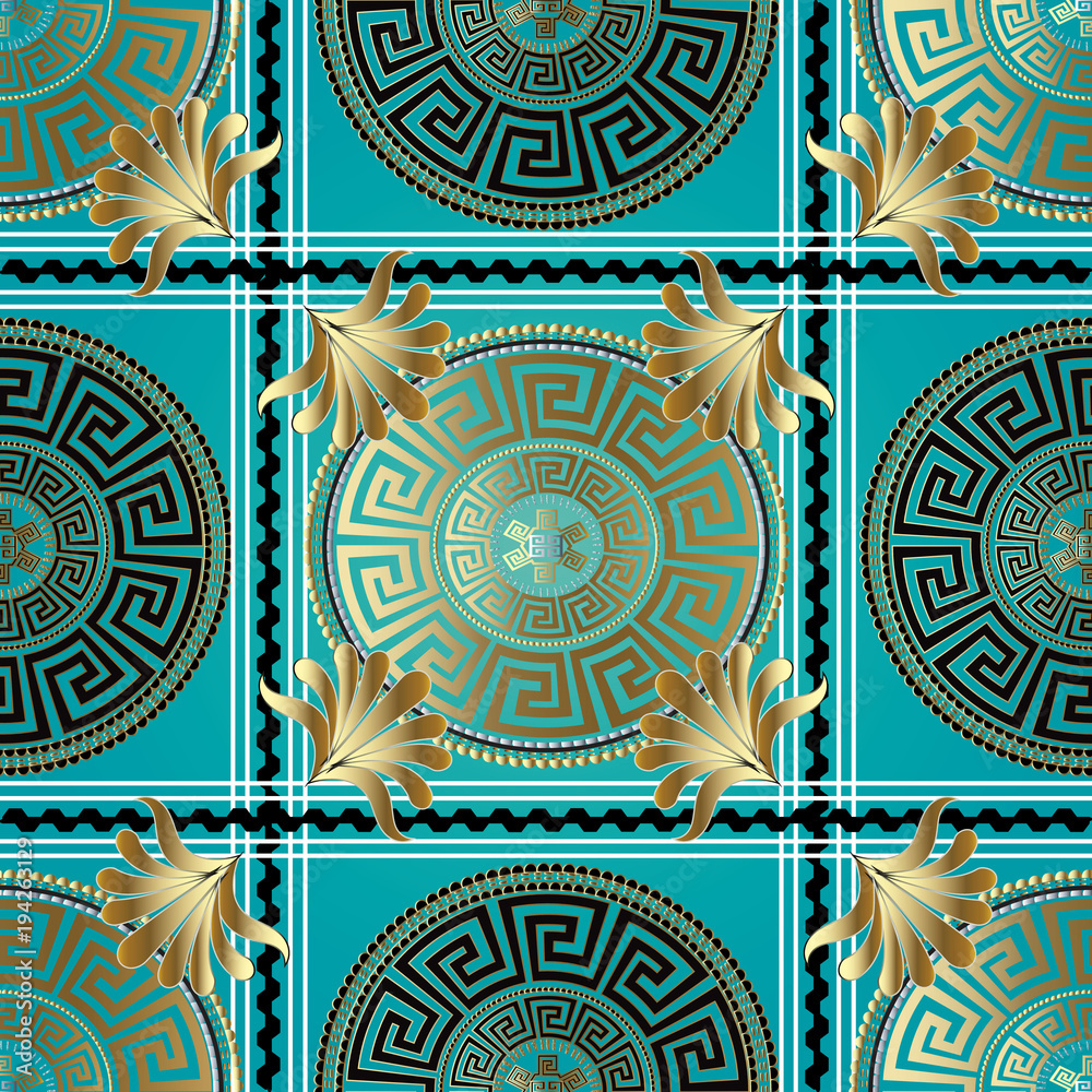 Greek geometric check seamless pattern. Vector meander background. 3d ...