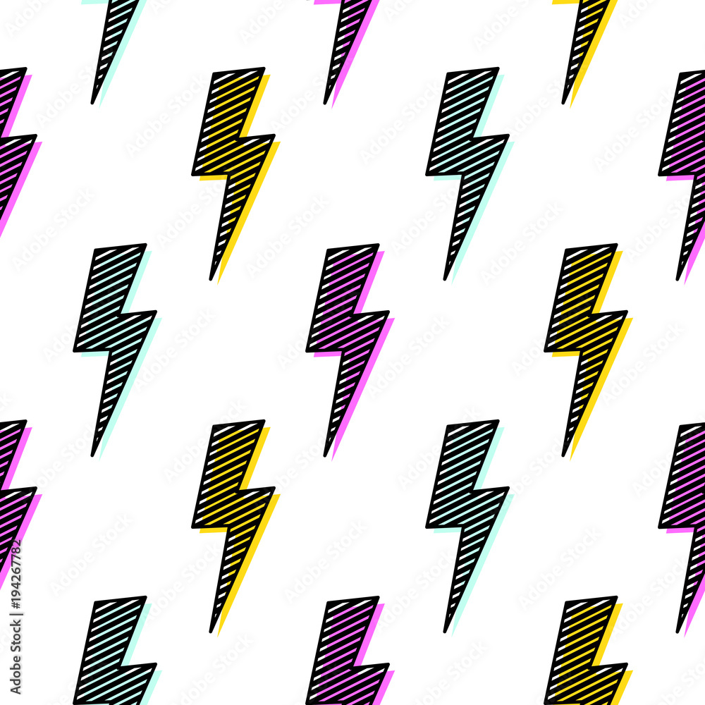 Bright lightning bolt seamless pattern fun design. Stock Vector | Adobe ...