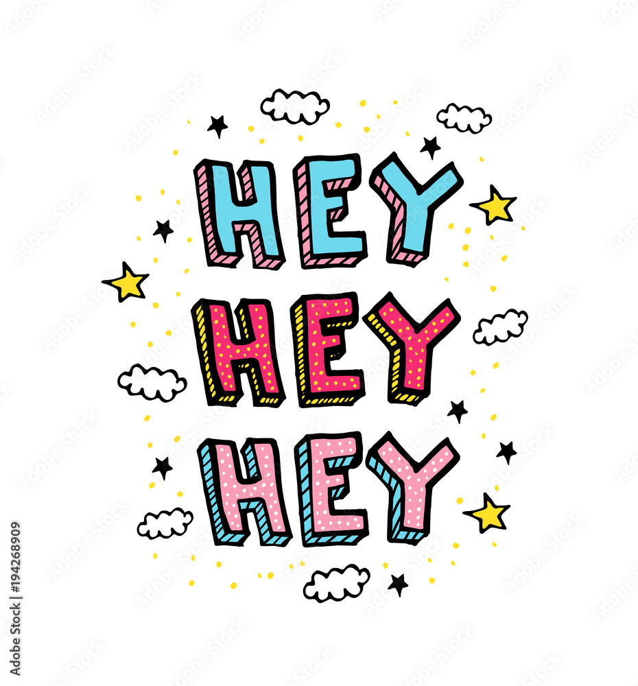 Hey. Vector cartoon sketch illustration background Stock Vector | Adobe ...
