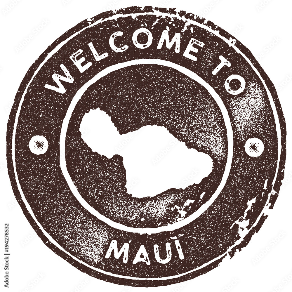 Maui map vintage stamp. Retro style handmade label, badge or element ...