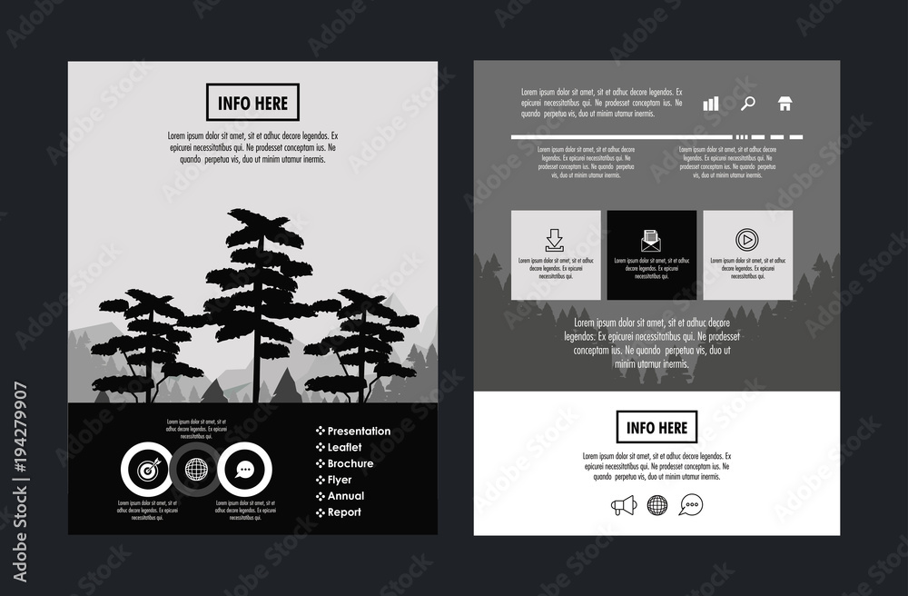 Forest brochure infographic vector illustration graphic design Stock ...