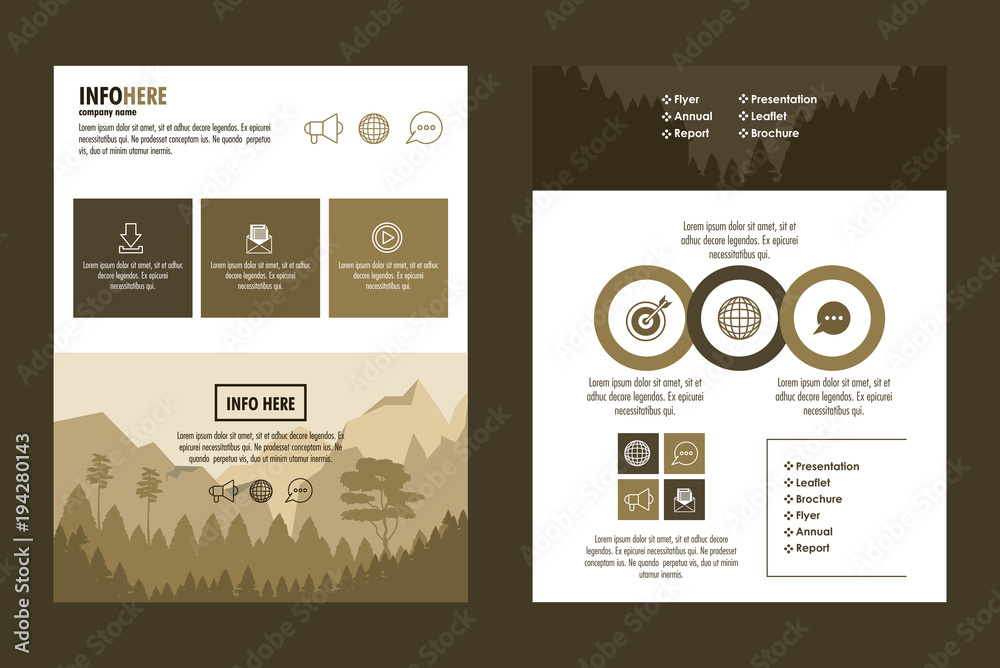 Forest brochure infographic vector illustration graphic design Stock ...