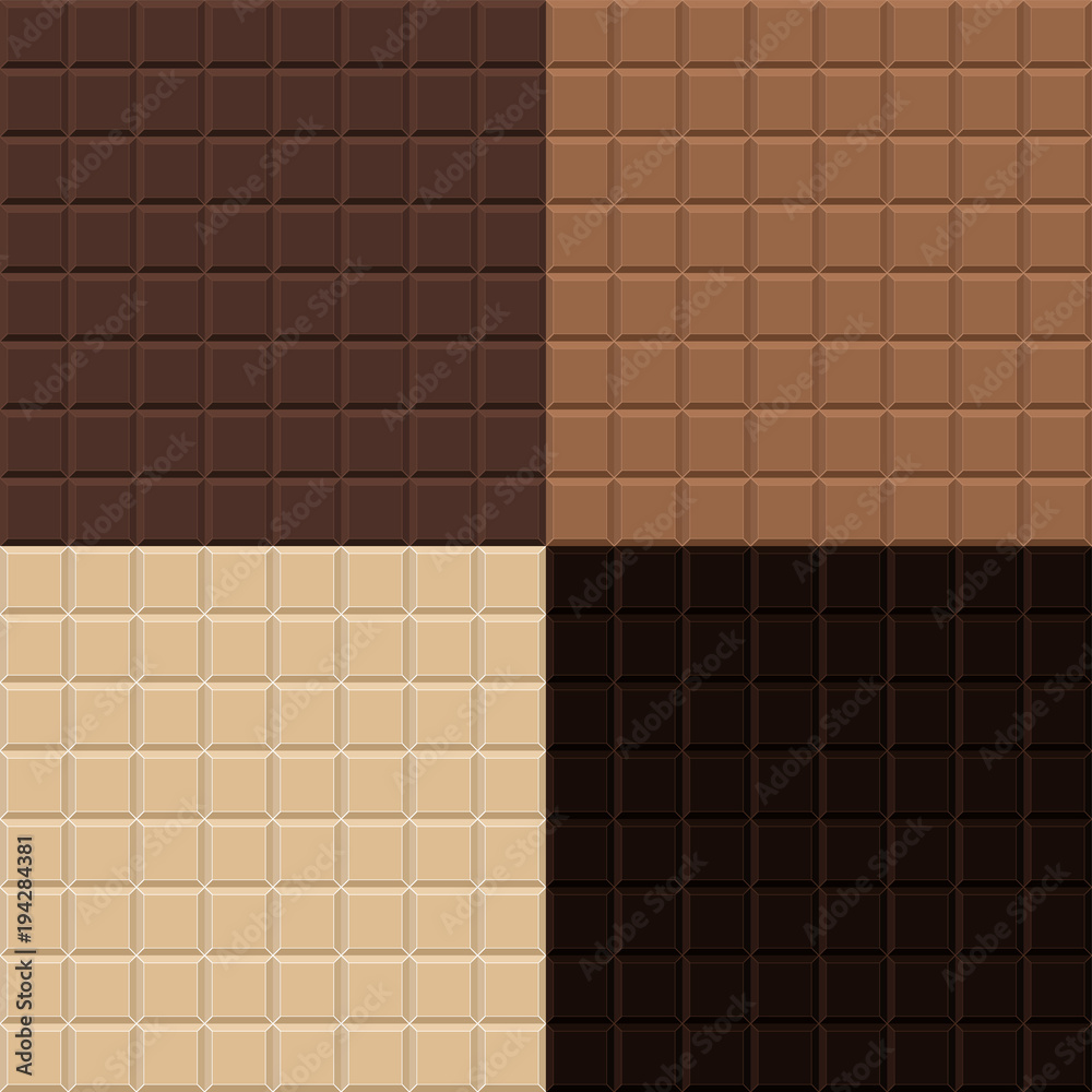 seamless texture chocolate tile four different grades (white, milk ...