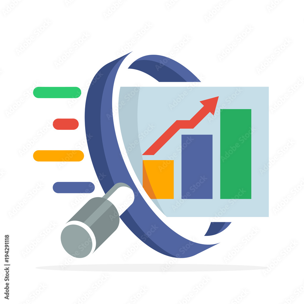 logo icon with the concept of searching, analyzing, for business ...