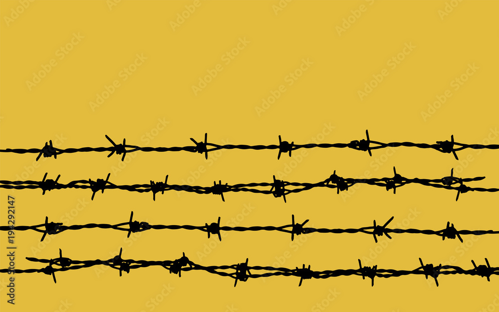 barbed wire on yellow Stock Vector | Adobe Stock