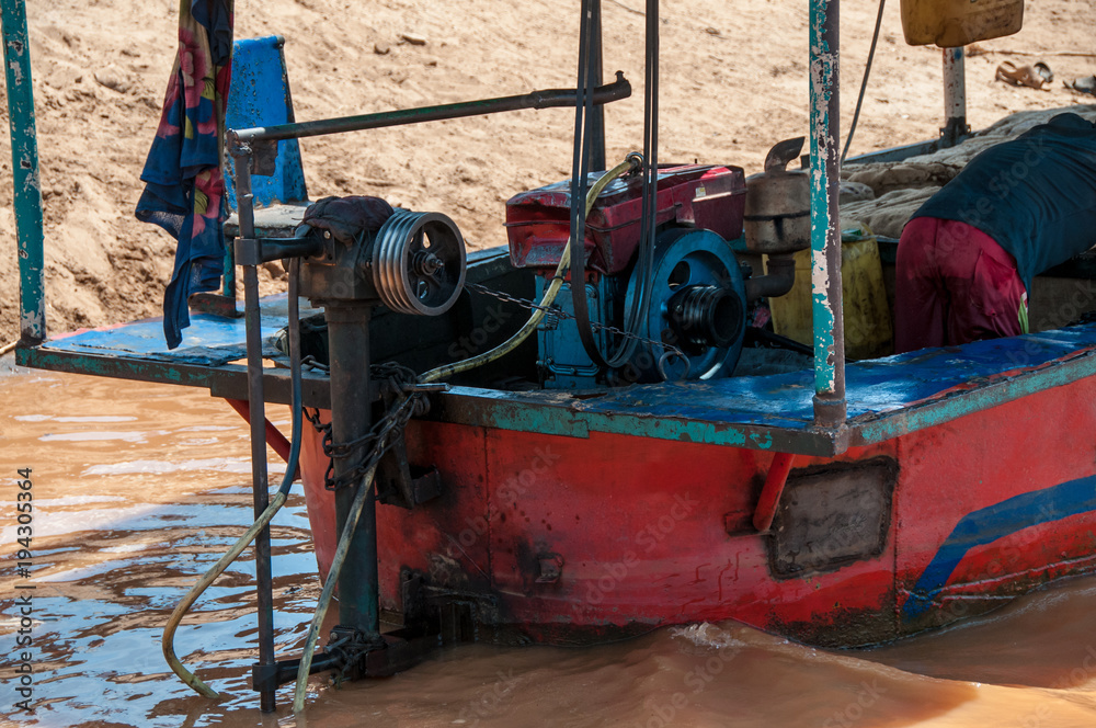 Engine of a ferry on a Madagascar river Stock Photo | Adobe Stock