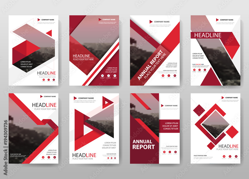 Red report annual collection Vector business proposal Leaflet Brochure ...