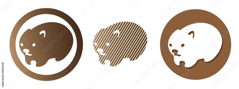 Set of wombat logo. Animal vector illustration. Isolated on white ...