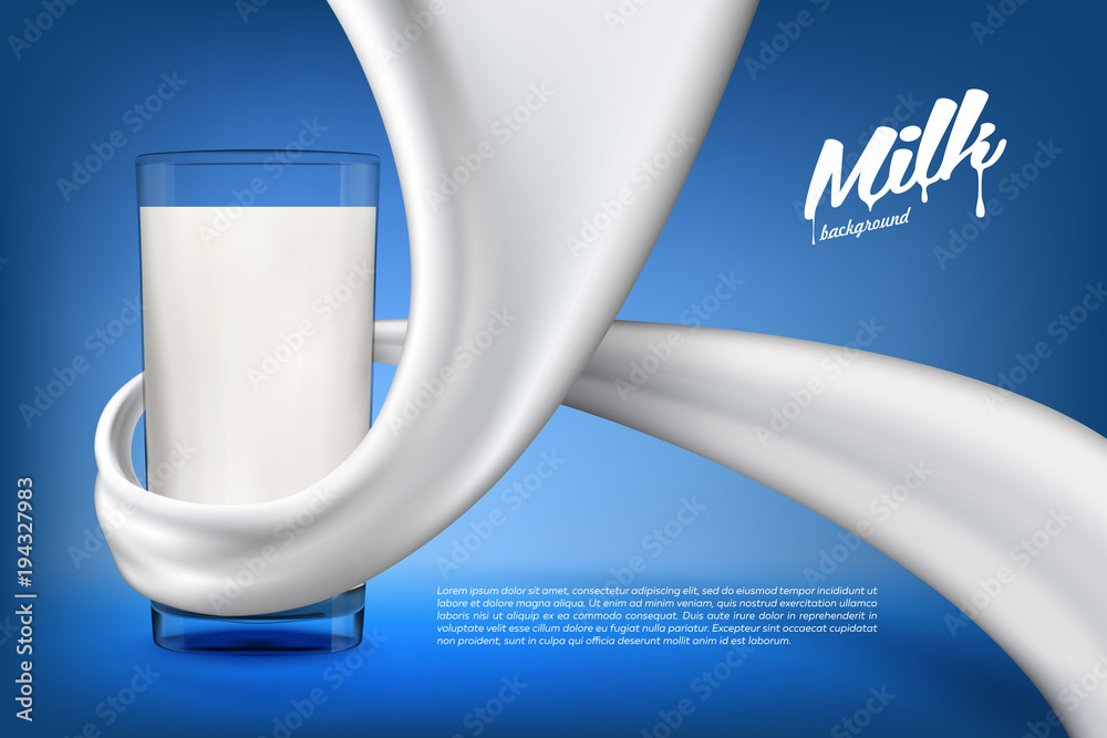 Vector milk background banner, ready mockup for your design. Beverage ...