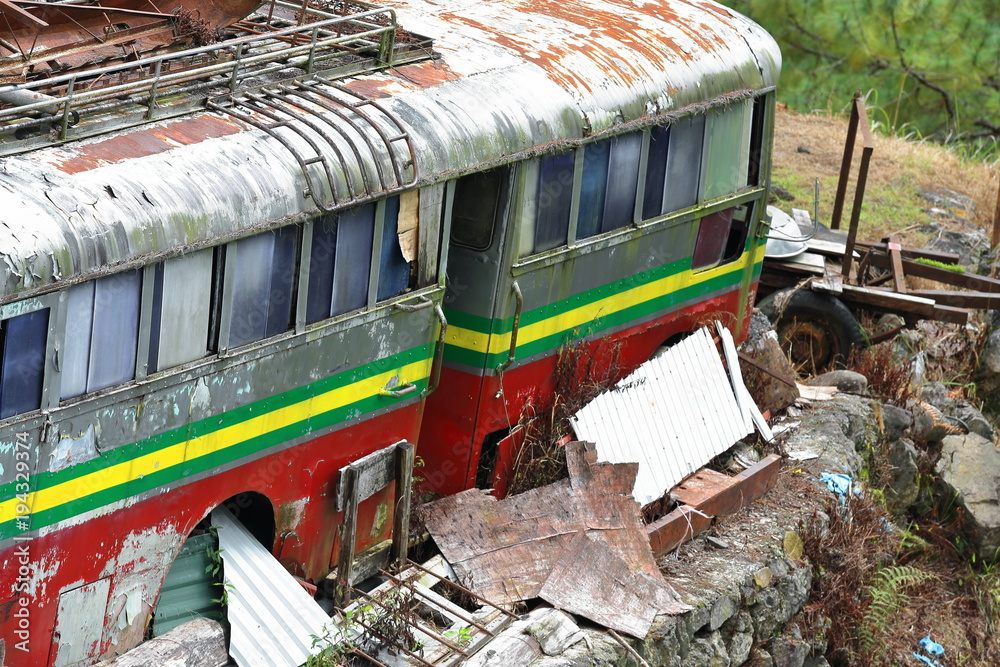 Ruined old bus-Highest Point Philippine Highway System-Halsema Highway ...