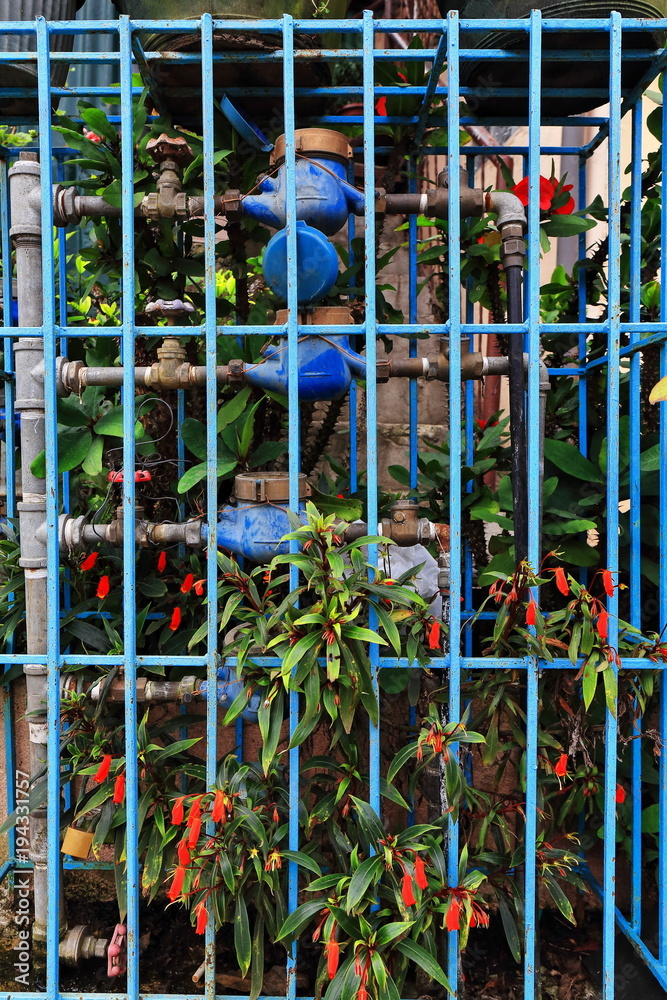 Water meters in a flowery cage. R.Villalon street-Baguio-Benguet ...