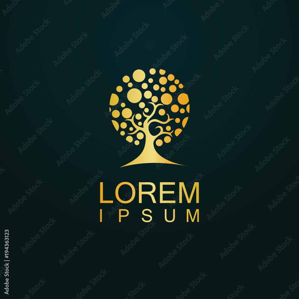 gold tree logo Stock Vector | Adobe Stock