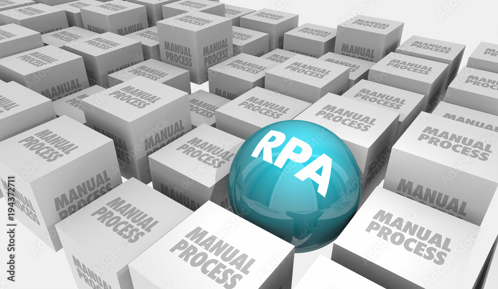 RPA Robotic Process Automation Reduce Manual Tasks 3d Illustration ...