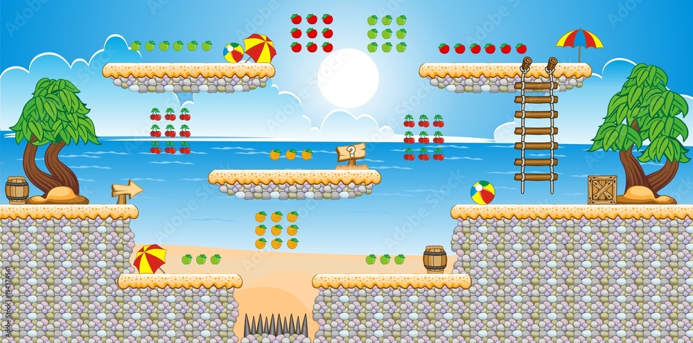 Tile set Platform for Game - A set of layered vector game asset ...