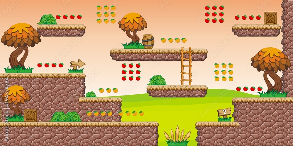 Tile set Platform for Game - A set of layered vector game asset ...