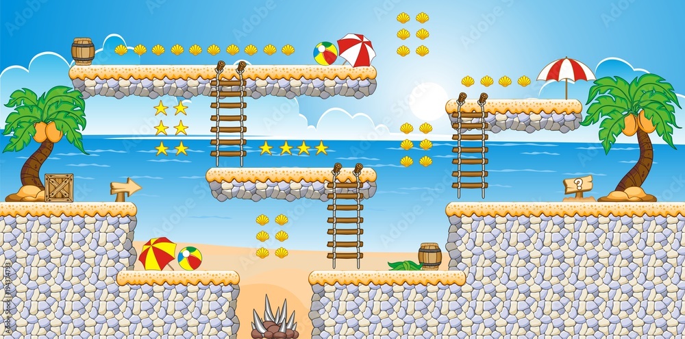 Tile set Platform for Game - A set of layered vector game asset ...