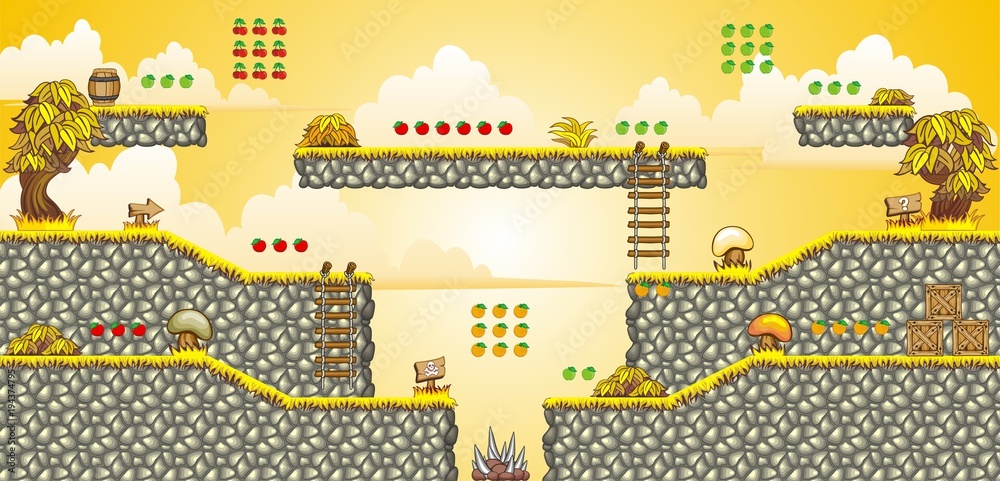 Vetor do Stock: Tile set Platform for Game - A set of layered vector ...