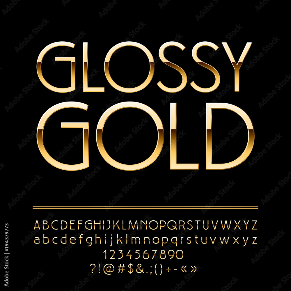 Vector Glossy Elegant Gold Alphabet. Luxury set of glamour Letters ...