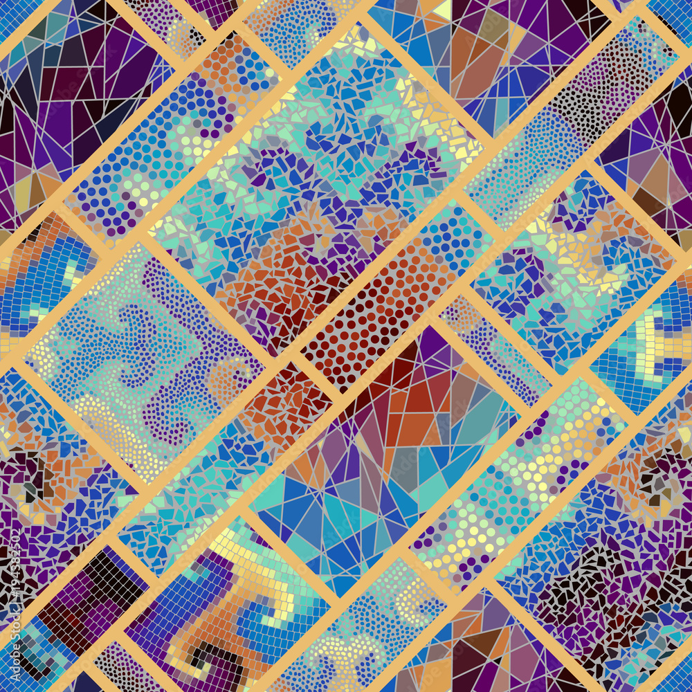 Seamless background pattern. Mosaic art pattern of rectangles of ...