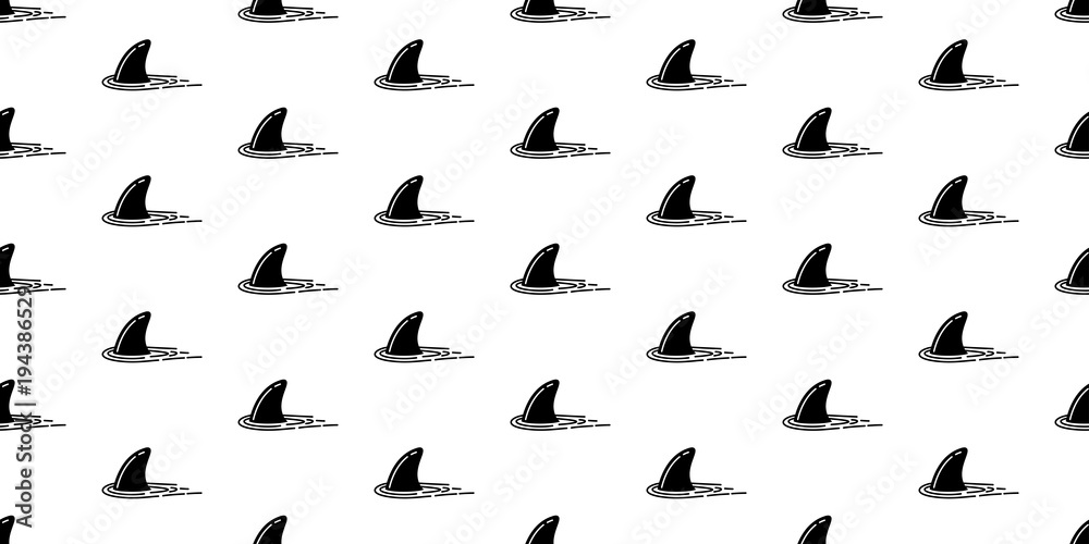 shark fin seamless pattern dolphin isolated vector whale sea ocean wave ...