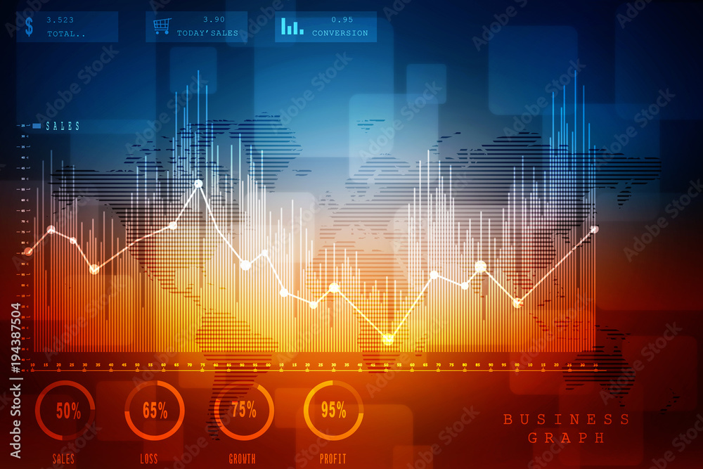 2d illustration inflation and deflation graph Stock Illustration ...