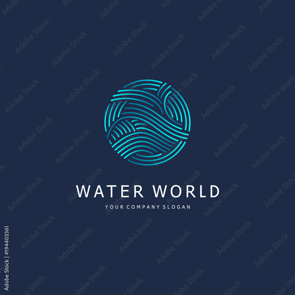 Vector logo design element. Water sign. Circle with waves Stock Vector ...