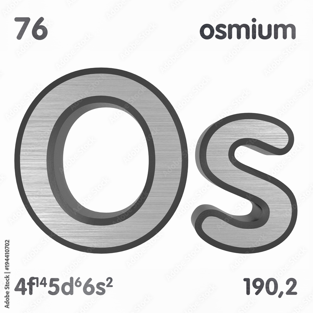 Osmium (Os). Chemical element sign of periodic table of elements. 3D ...