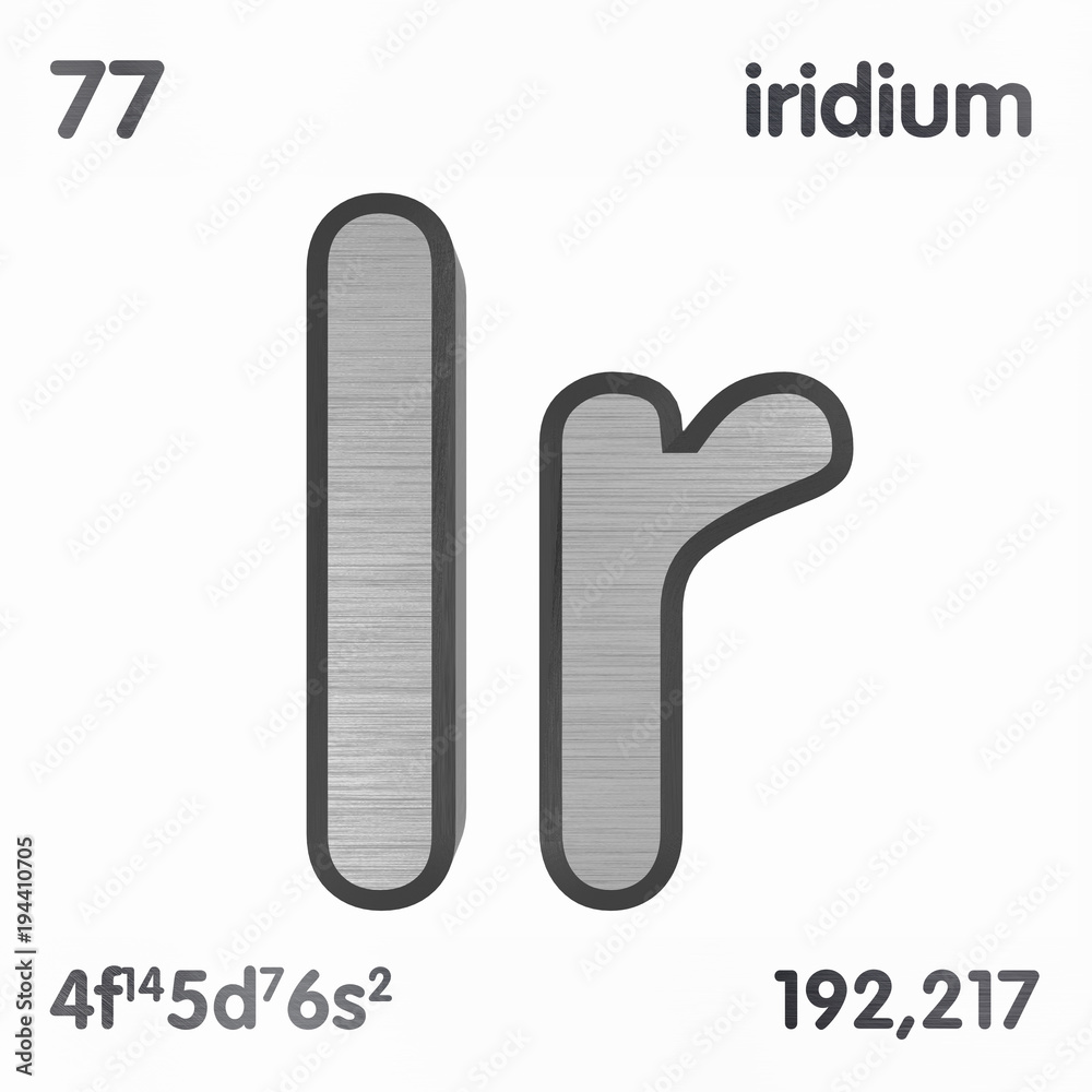 Iridium (Ir). Chemical element sign of periodic table of elements. 3D ...