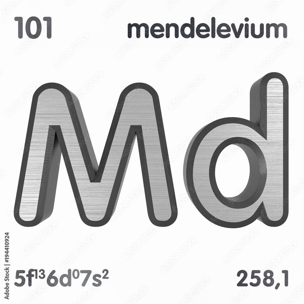 Mendelevium (Md). Chemical element sign of periodic table of elements ...