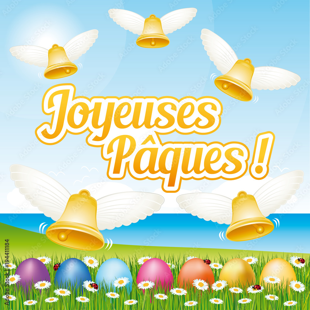 Joyeuses Pâques ! Carte de voeux. Illustration vectorielle. French ...