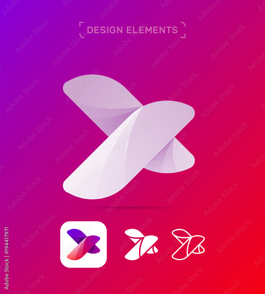 Vector abstract letter X logo design template. Material design, origami ...